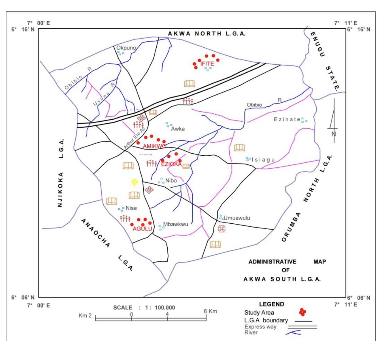 Map of awka south lga showing awka metropolis assessment of