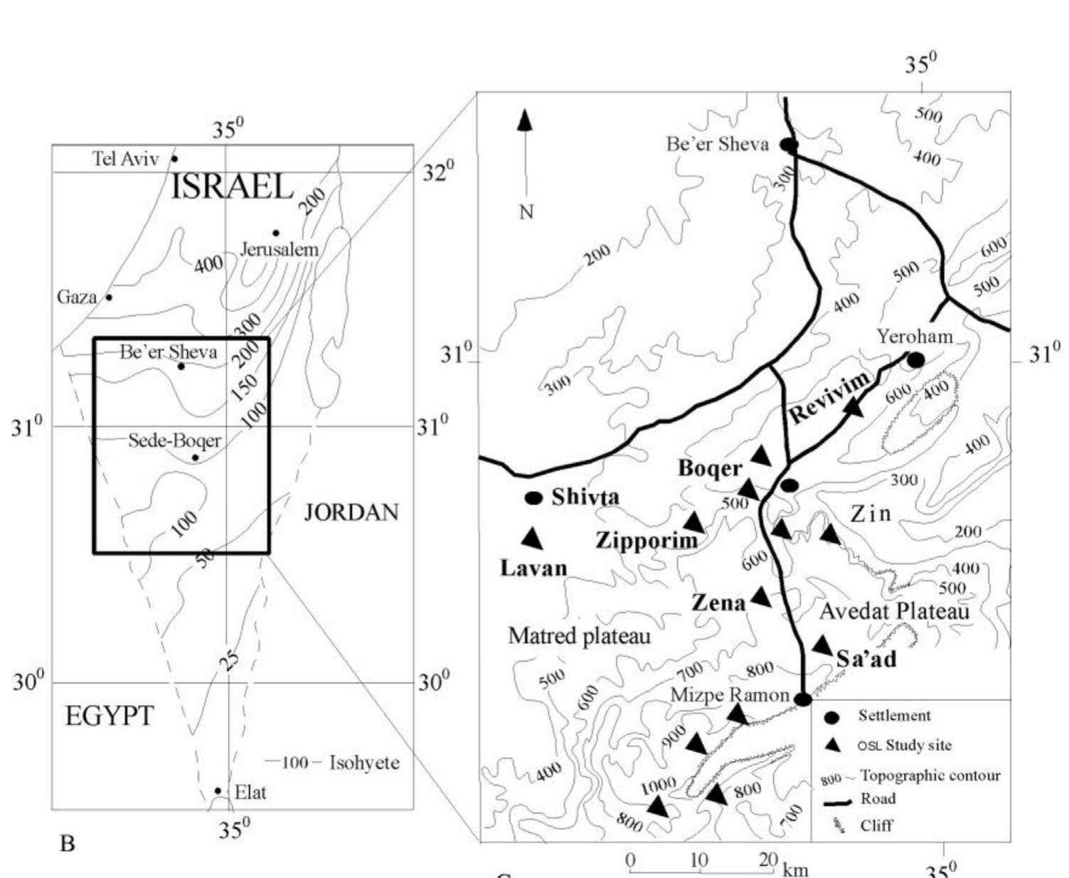Location maps. a: the negev highlands in the southern