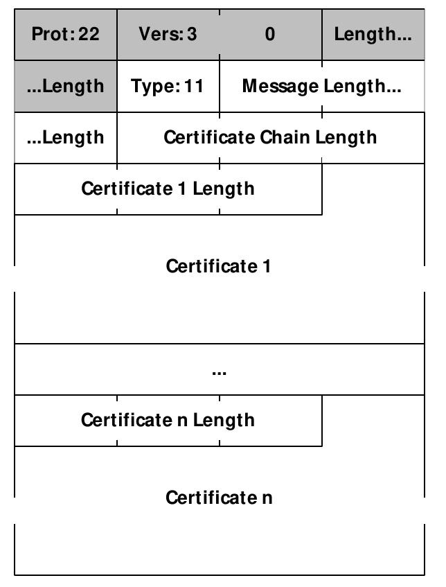 -14 the certificate message contains a certificate chain.