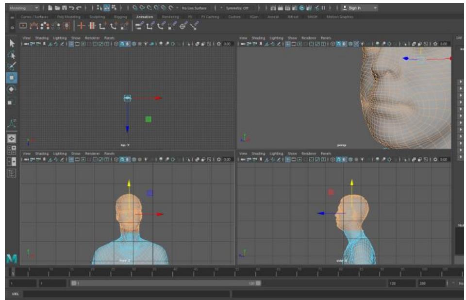 Modeling a characters usig autodesk maya. the system