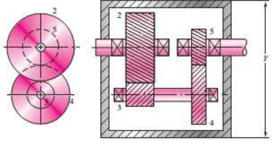 Compound reverted gear train