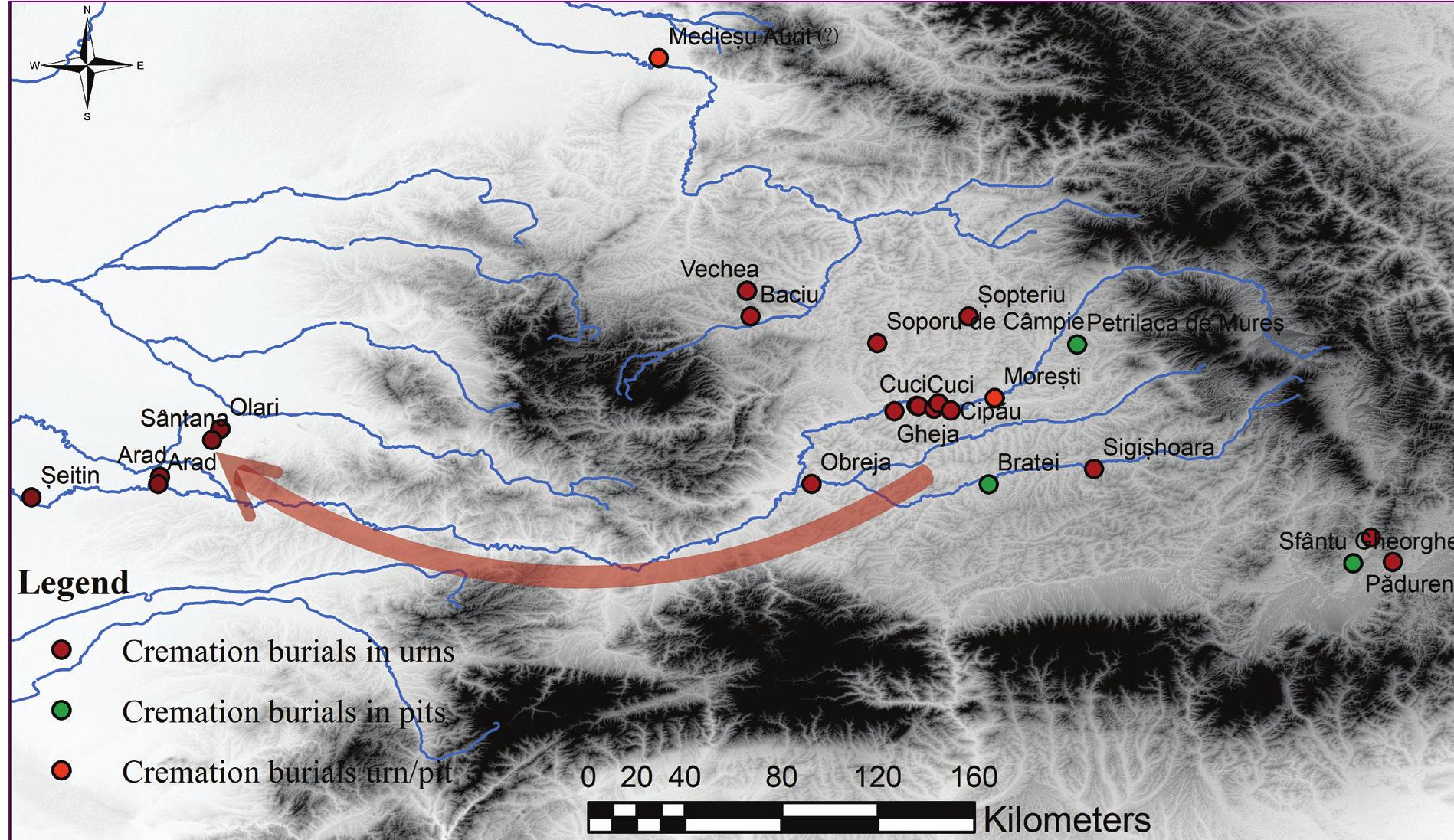 Cremation burial places ca. c2/c3-c3 period (after lazarescu