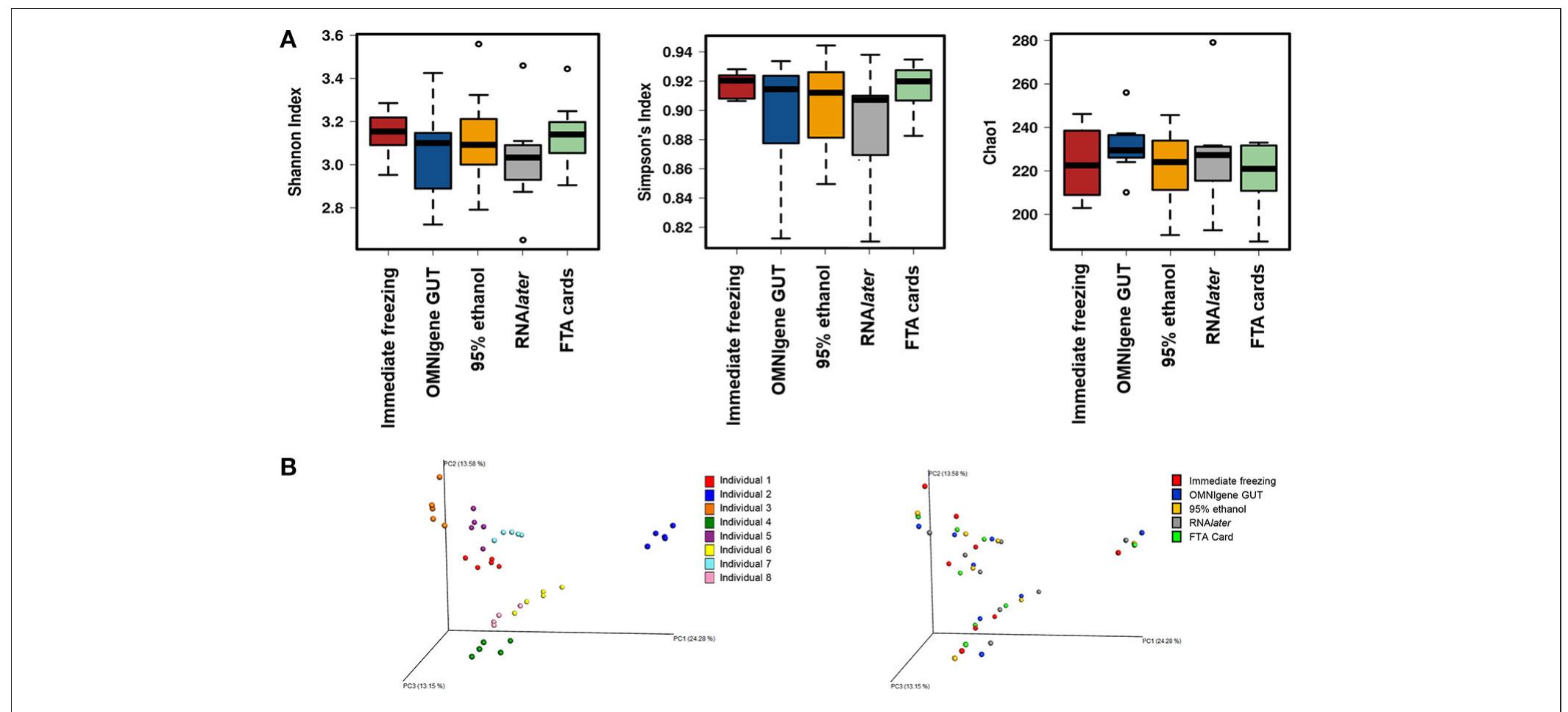 | (a) «- diversity analyses for the five fecal collection