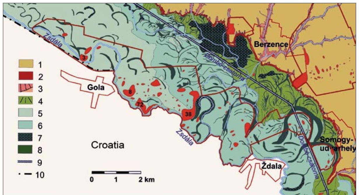 Sites shown on the map of reconstructed hydrographic