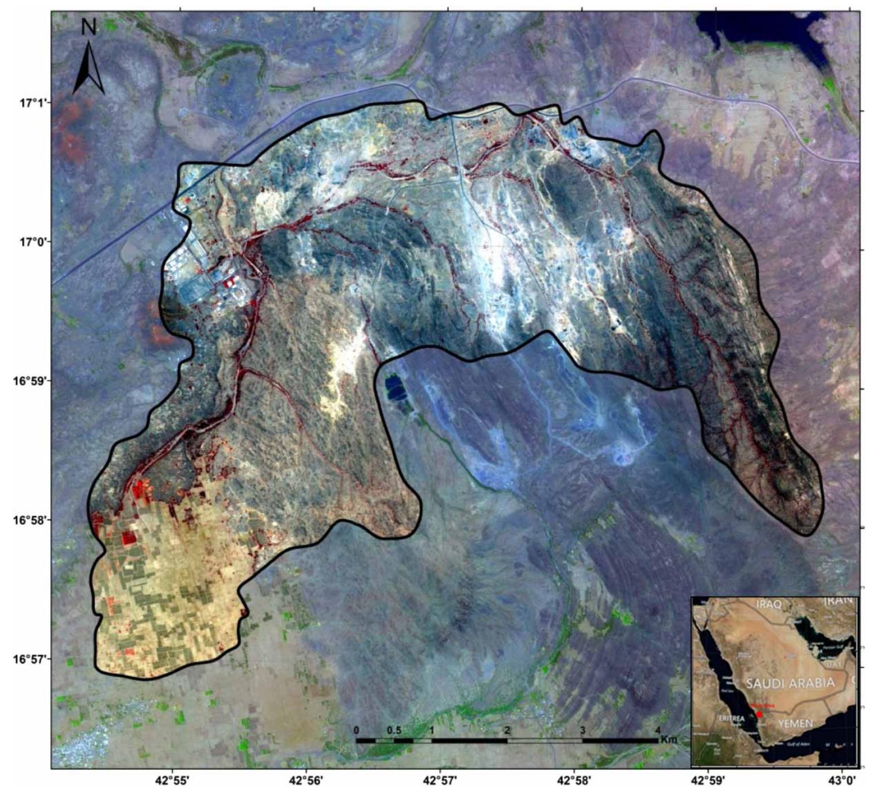 | location map of the study area, multi-spectral spot-5