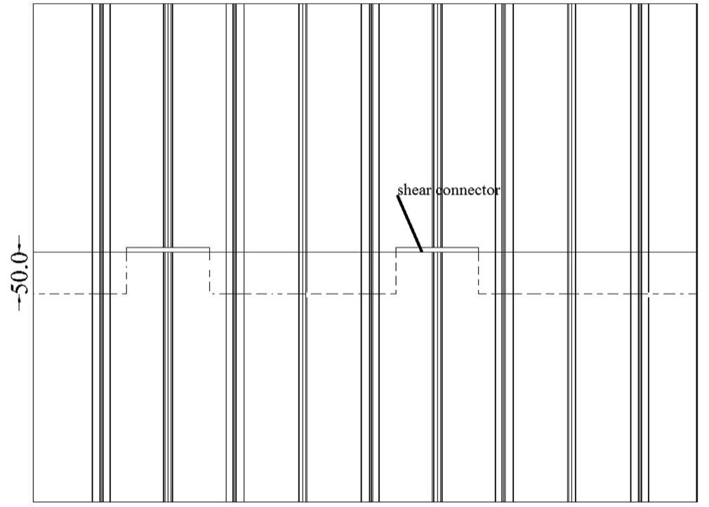 Configuration of metal deck in push test specimens.
