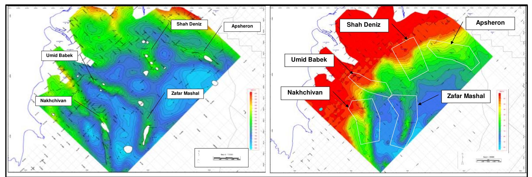 Depth structure map top fasile and bathymetry all isopach