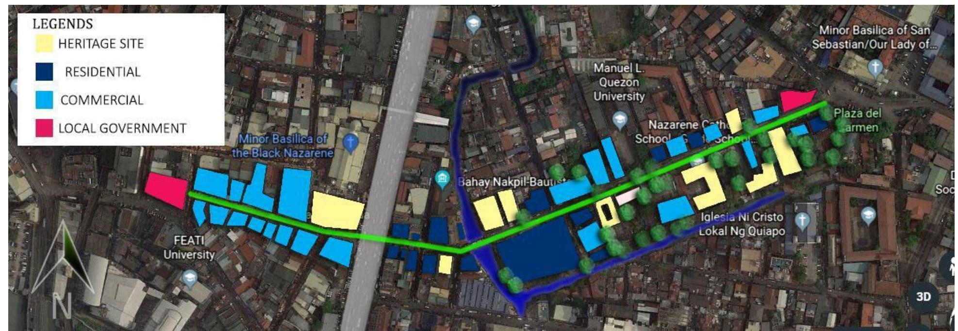 Existing infrastructure along quiapo - calle hidalgo, manila