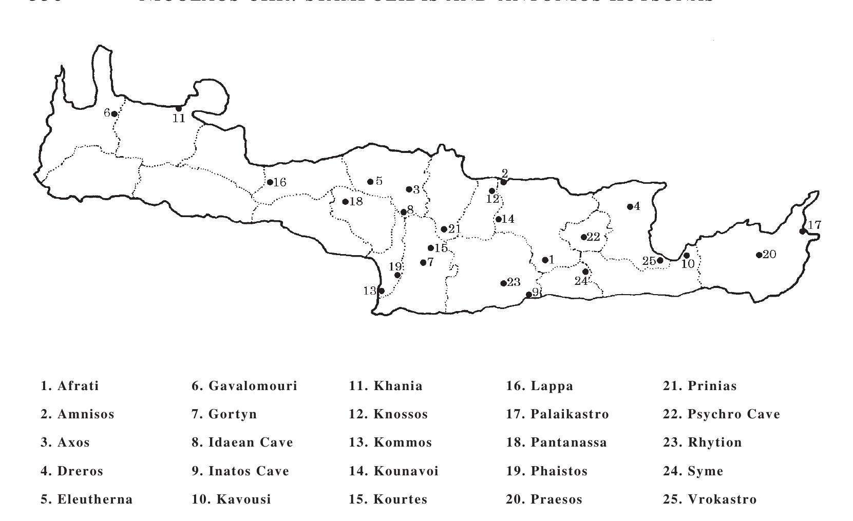 1 map of crete including the sites mentioned in the text