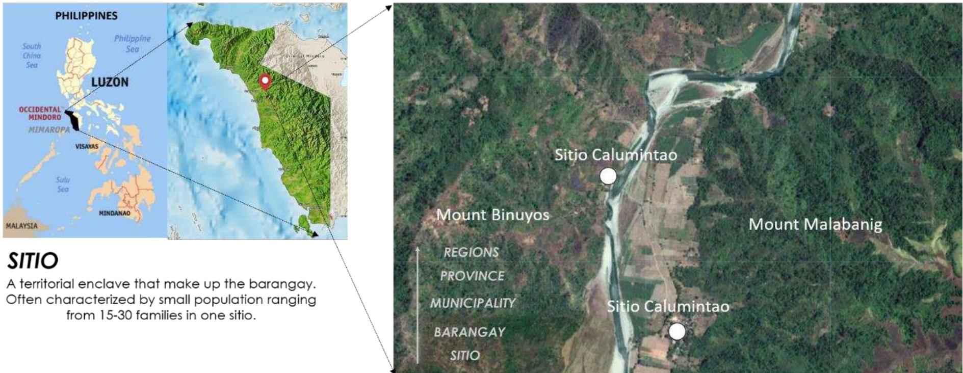 Map showing the philippine map, and the location of sitio