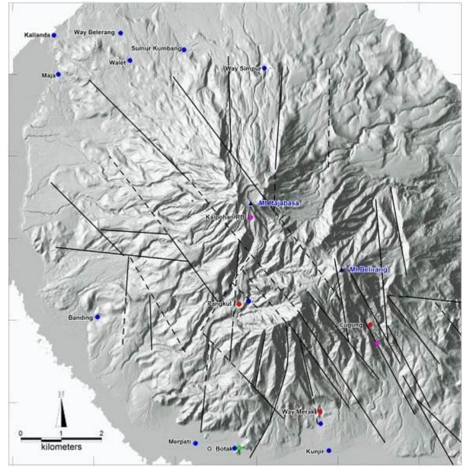 -7. the structural map of gunung rajabasa, over lidar