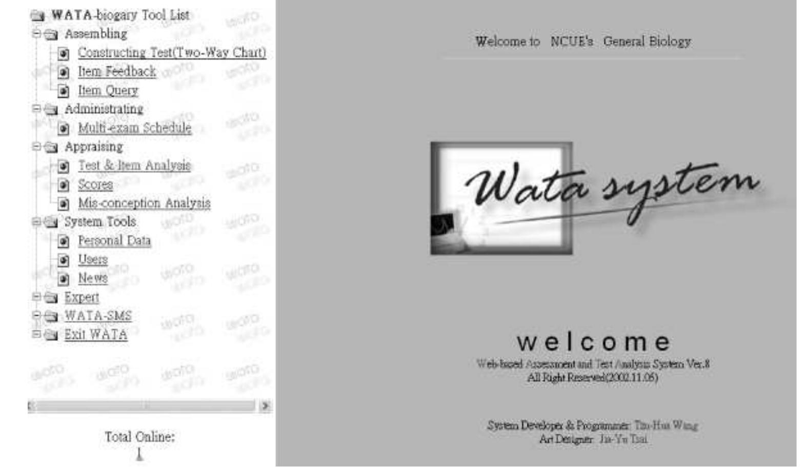 Personalised interface of the wata system. after teachers