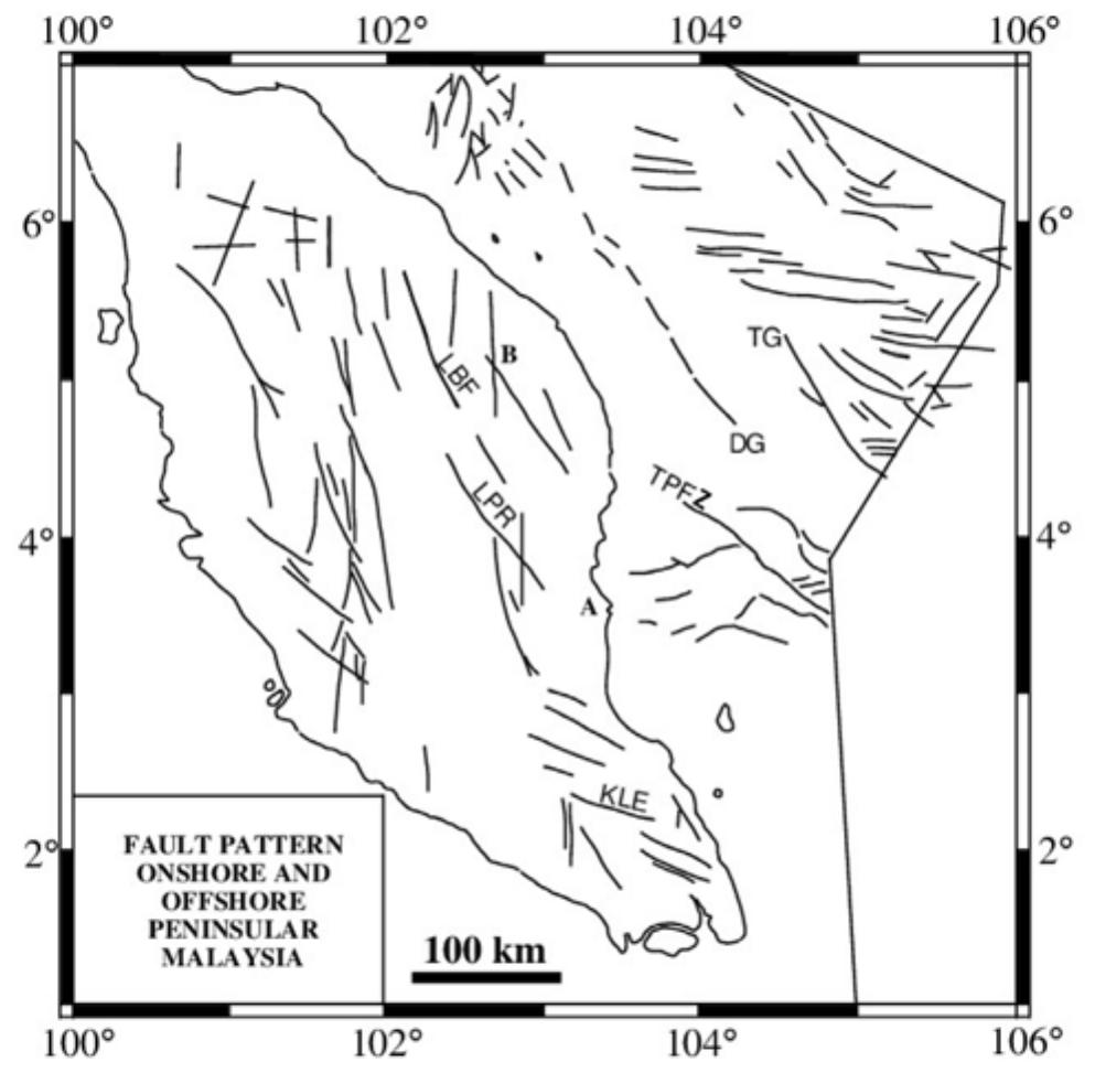Major faults on peninsular malaysia and offshore in malay