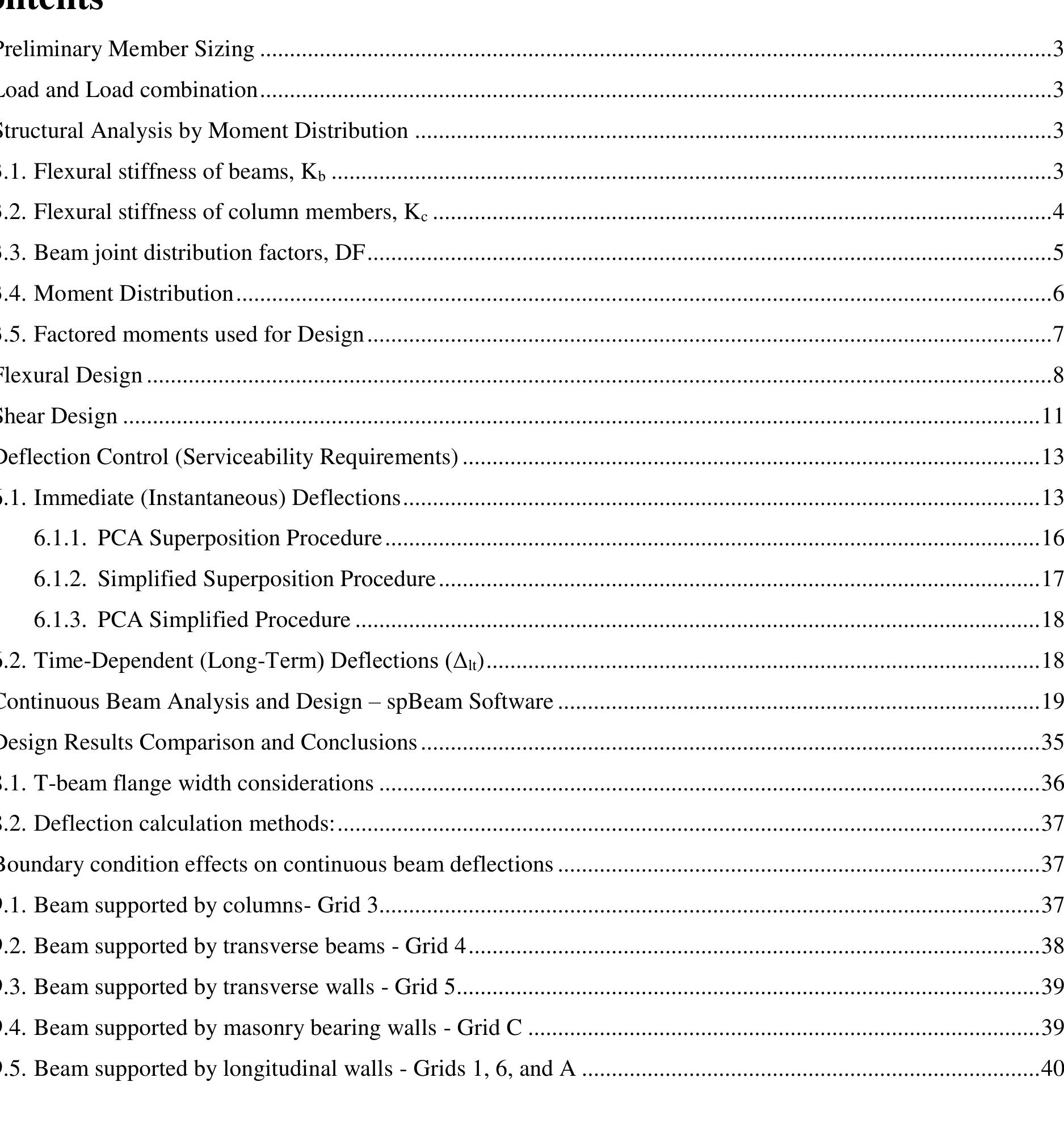 Table 1 - Reinforced Concrete Continuous Beam Analysis and