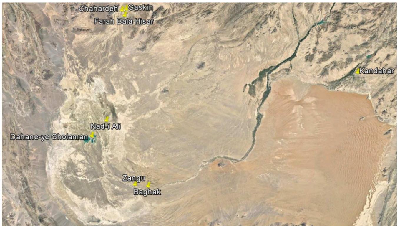 Ig. 2 - map showing the location of archaeological sites