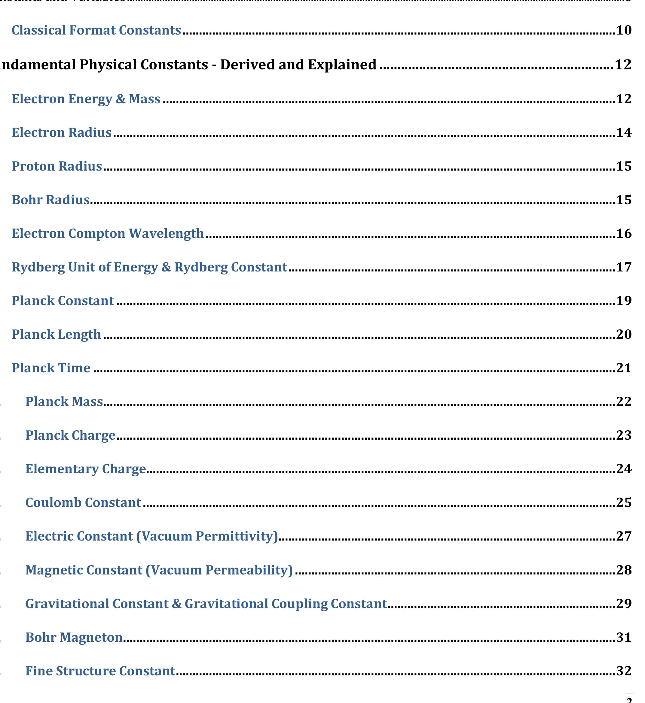 Table 1 - Fundamental Physical Constants: Explained and