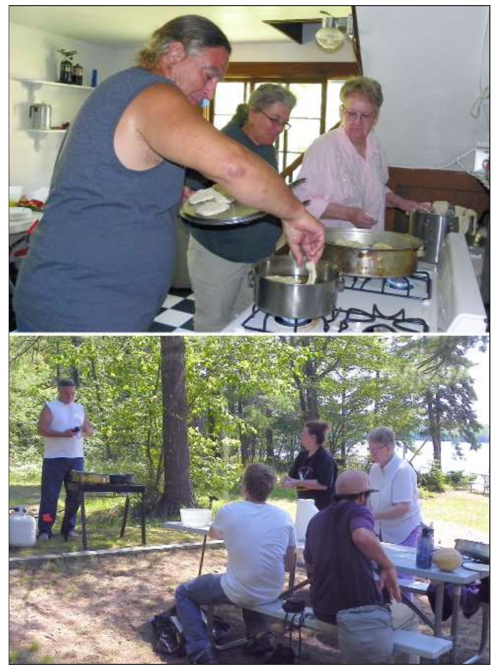 Mel dunn and dolores leveque made fry bread for the field