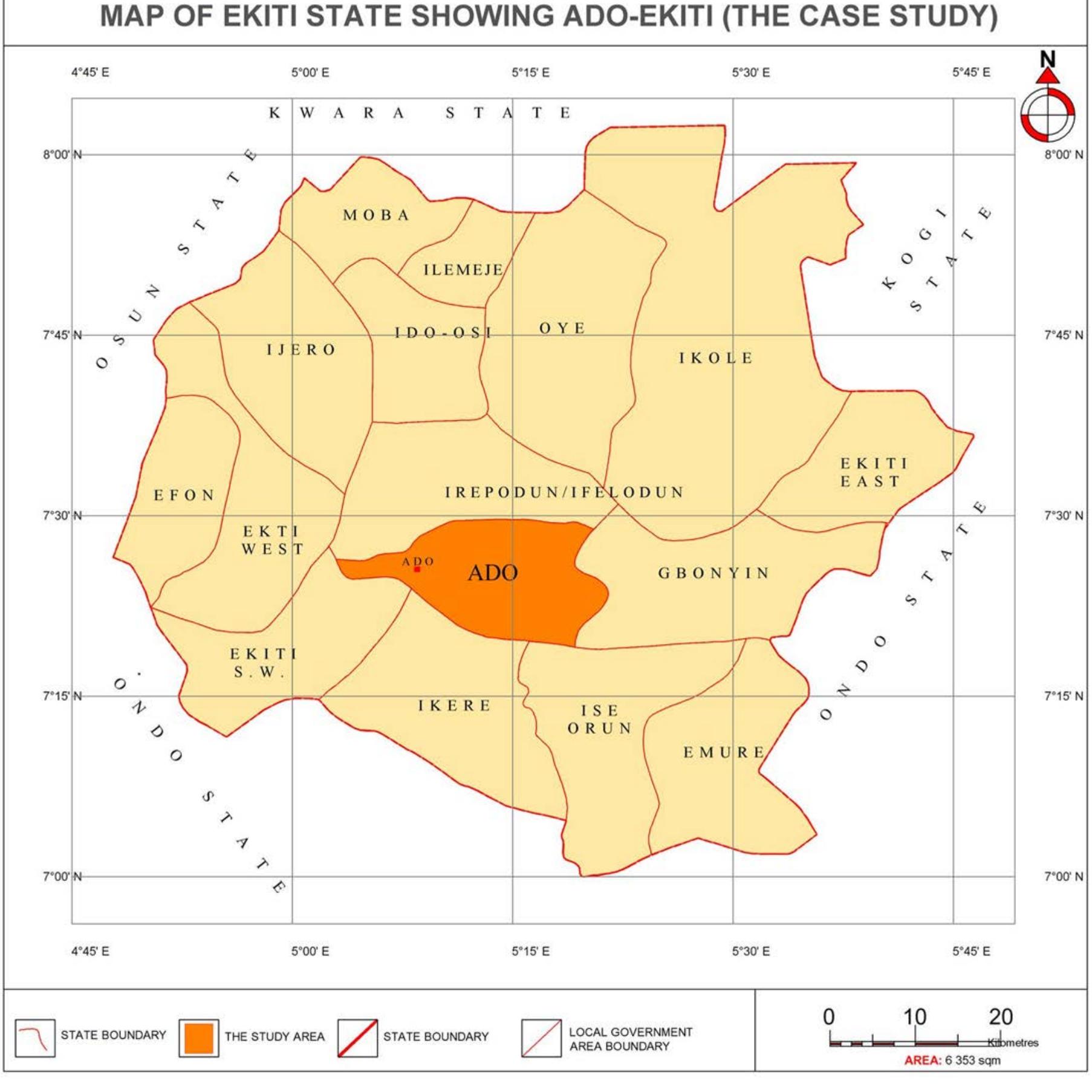 Map of ekiti state showing ado ekiti source: office of