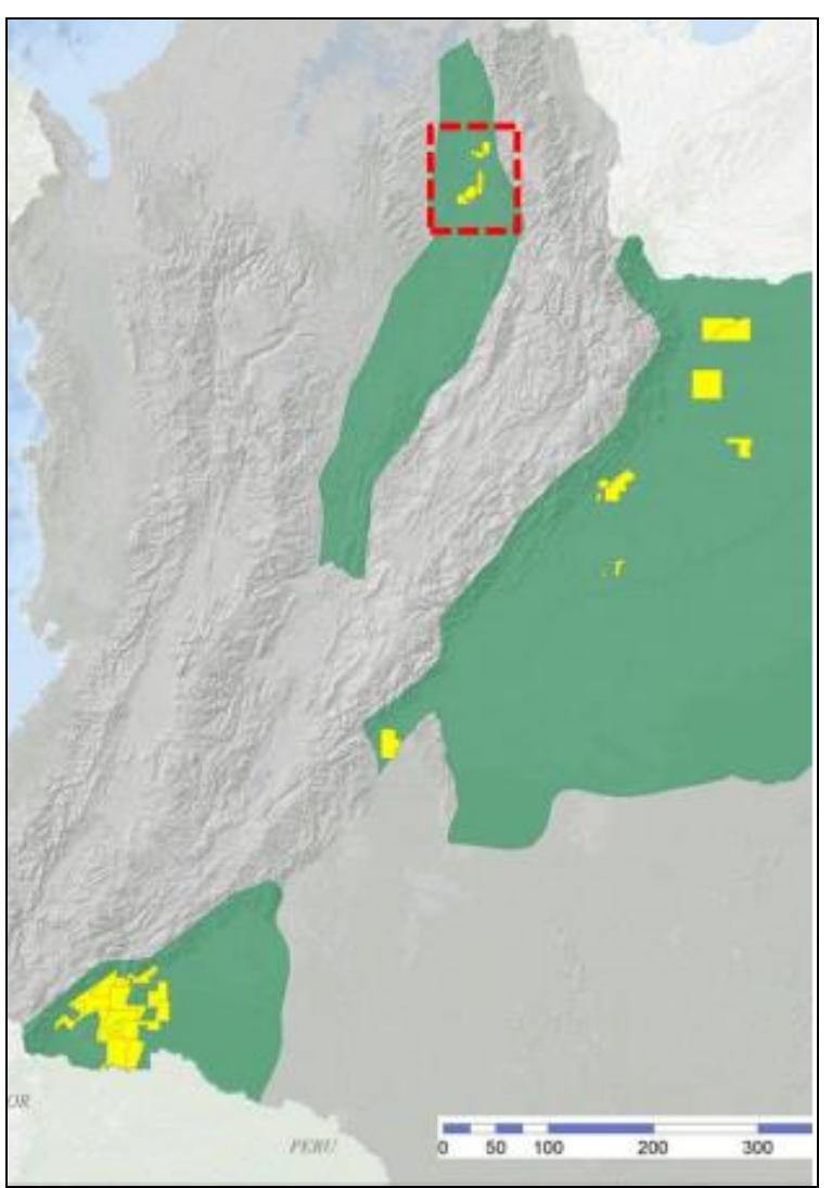 , general location map of colombian basins with the