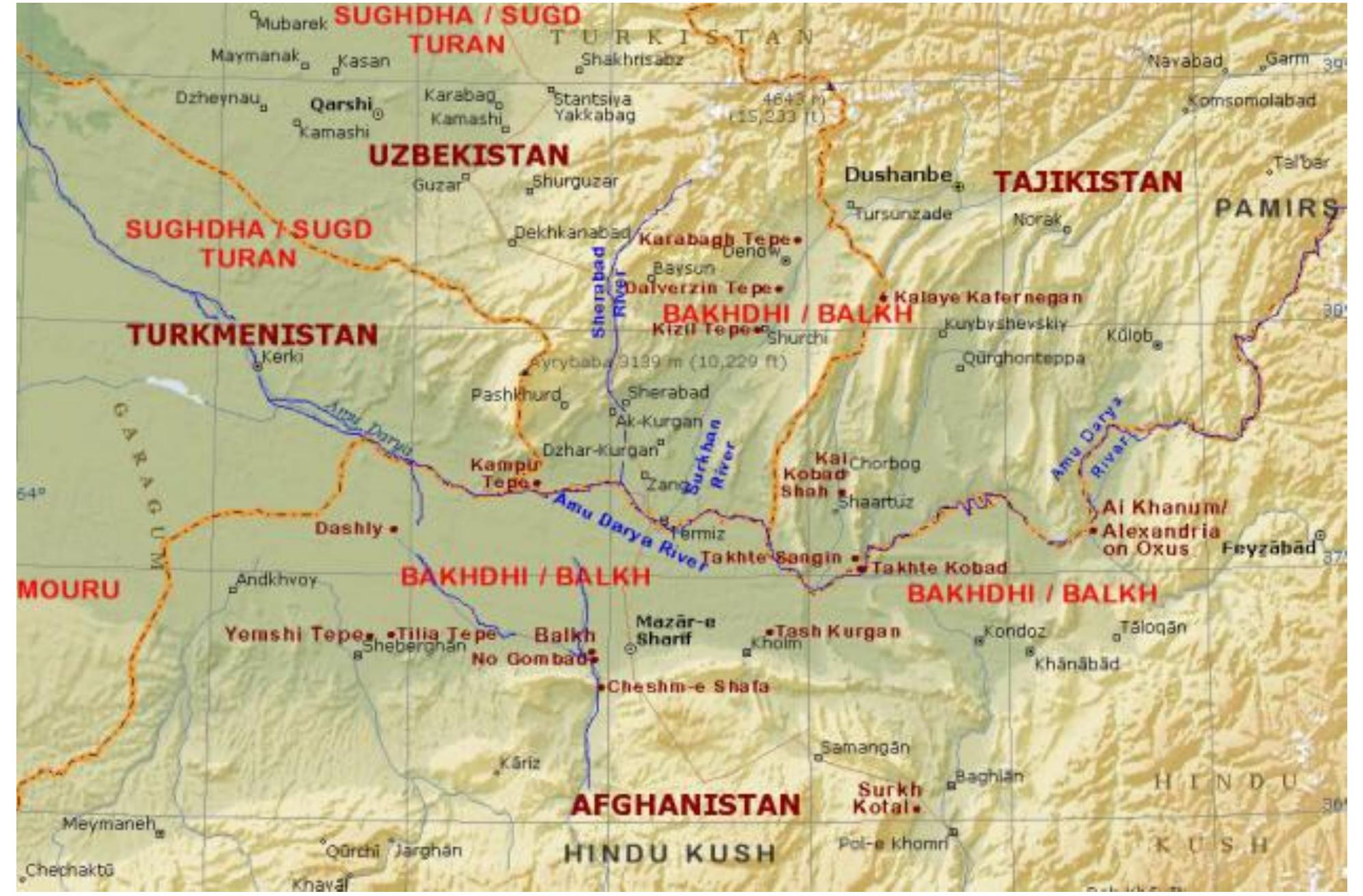 Suggested r map of occupied areas of vedic tribes outside of