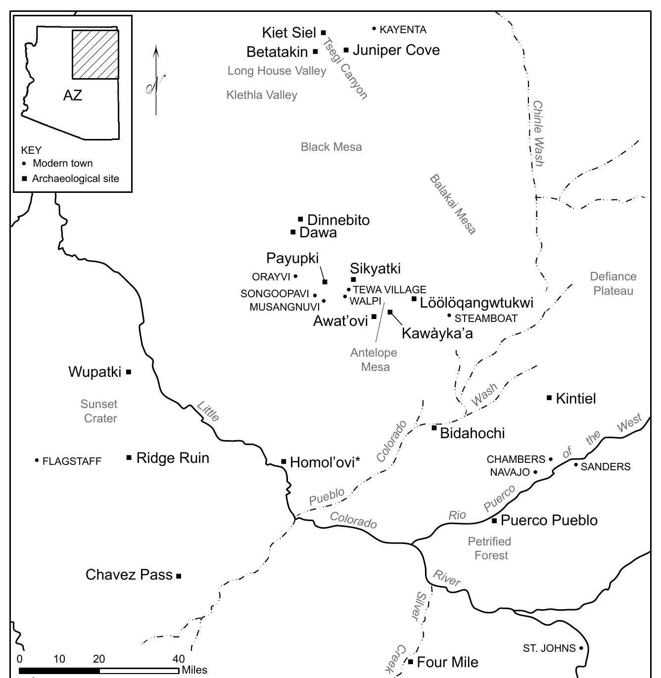 1. map of hopi and hopi-ancestral sites. commissioned by the