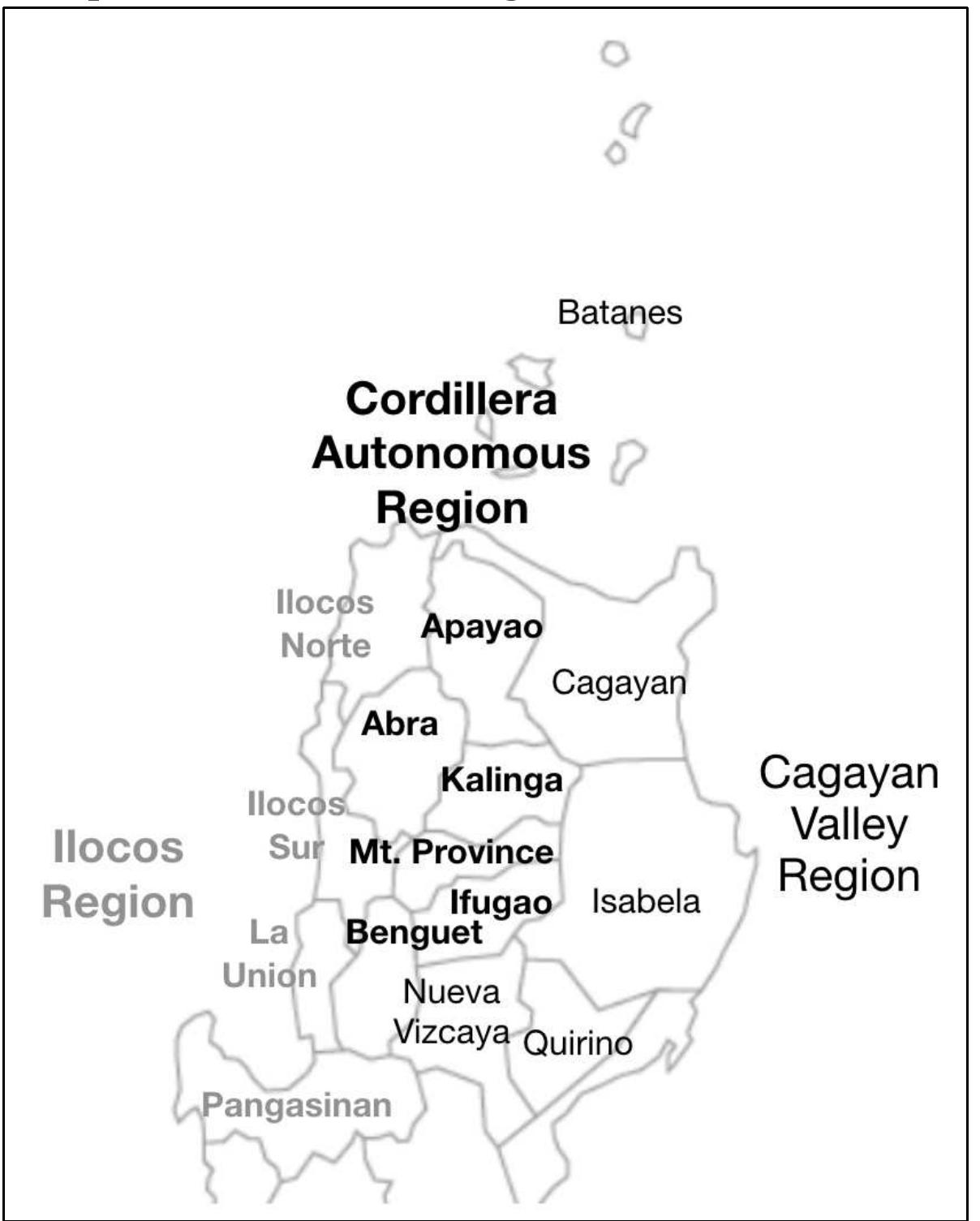 Map 1. northern luzon regions and their provinces