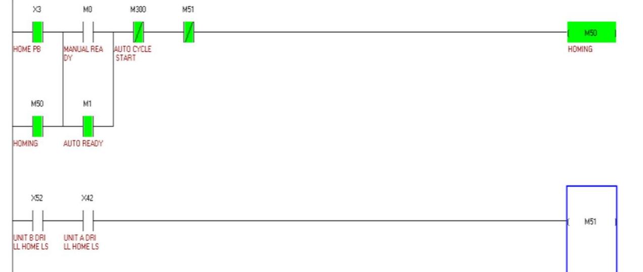 Ladder diagram for milling and drilling machine to