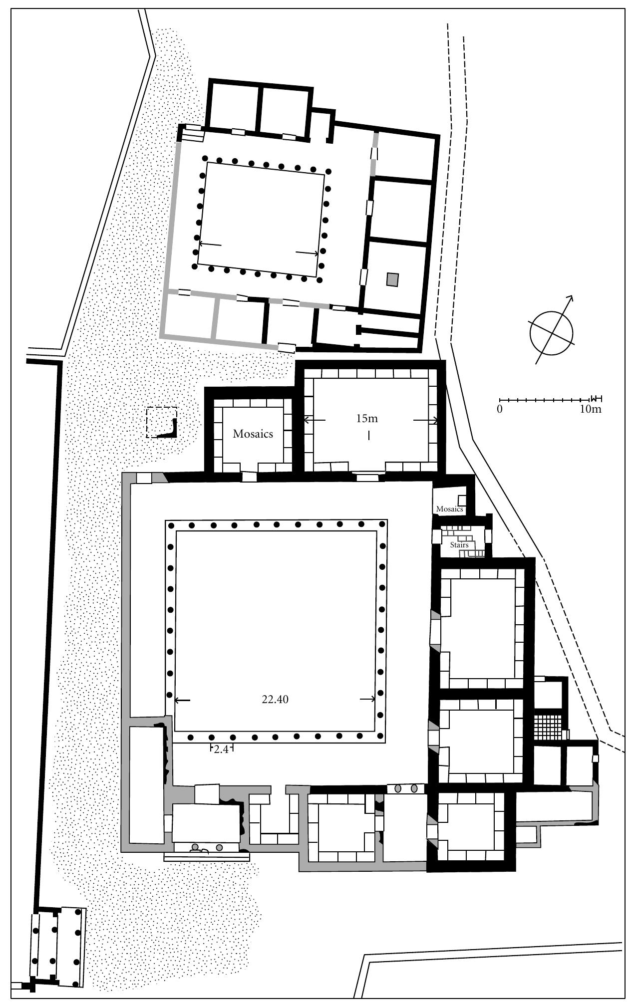 Plan of the palaces in pergamon. reconstruction after
