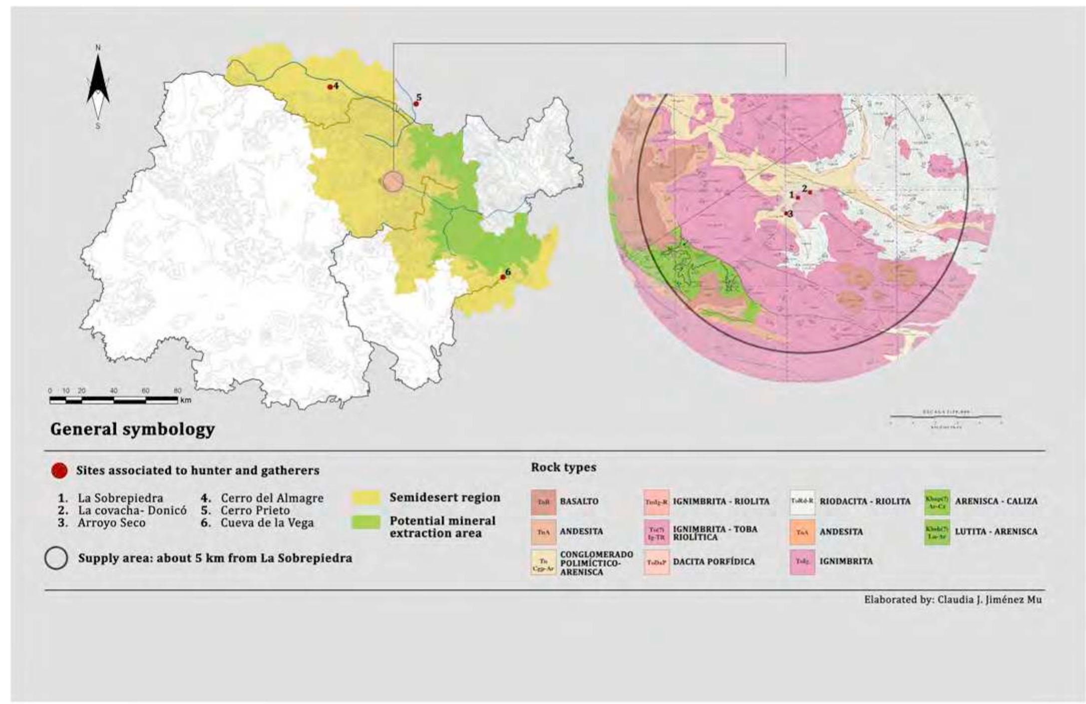 Map of potential procurement zones of iron oxides,