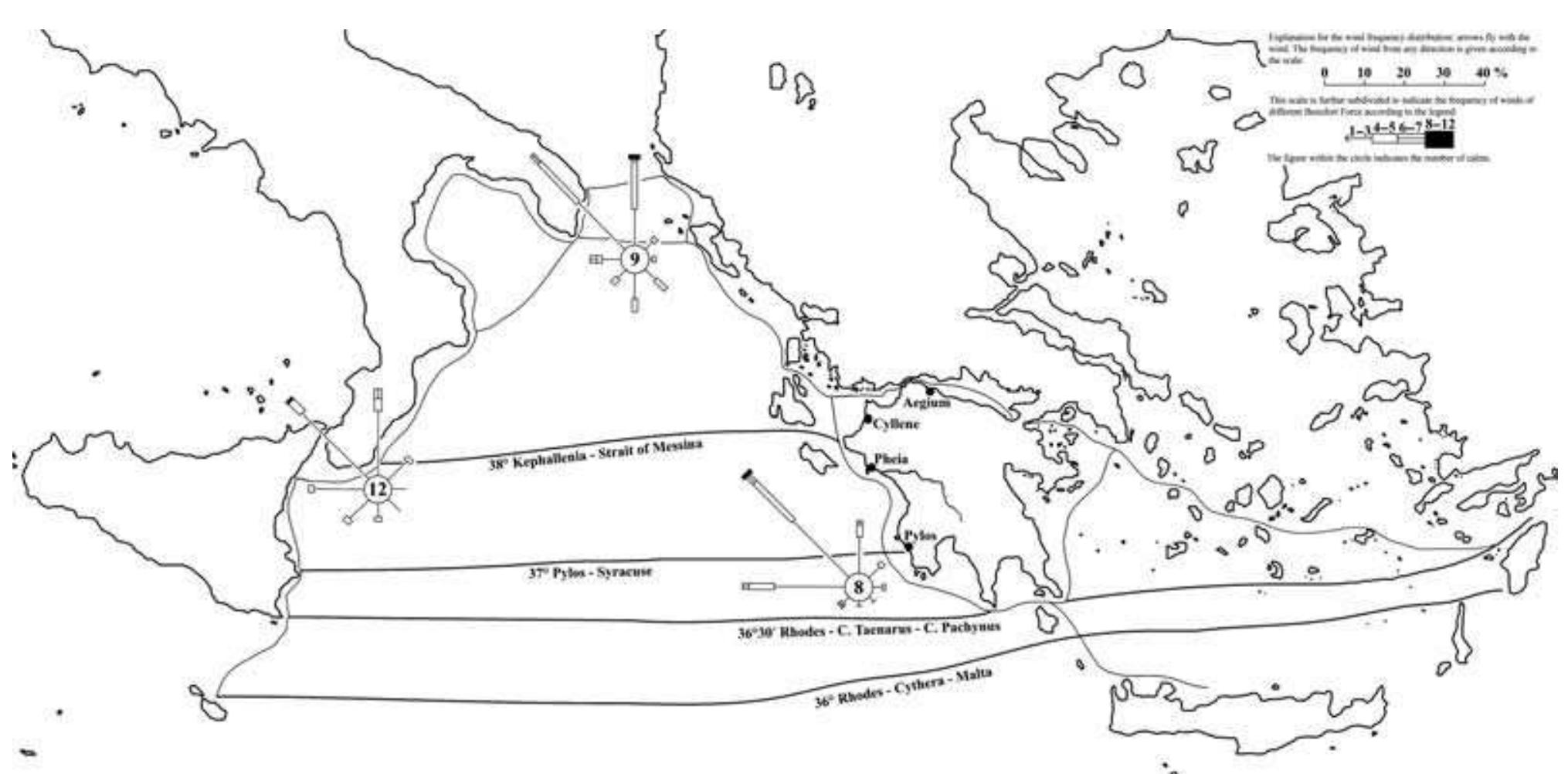 The map shows a reconstruction of marine routes described in
