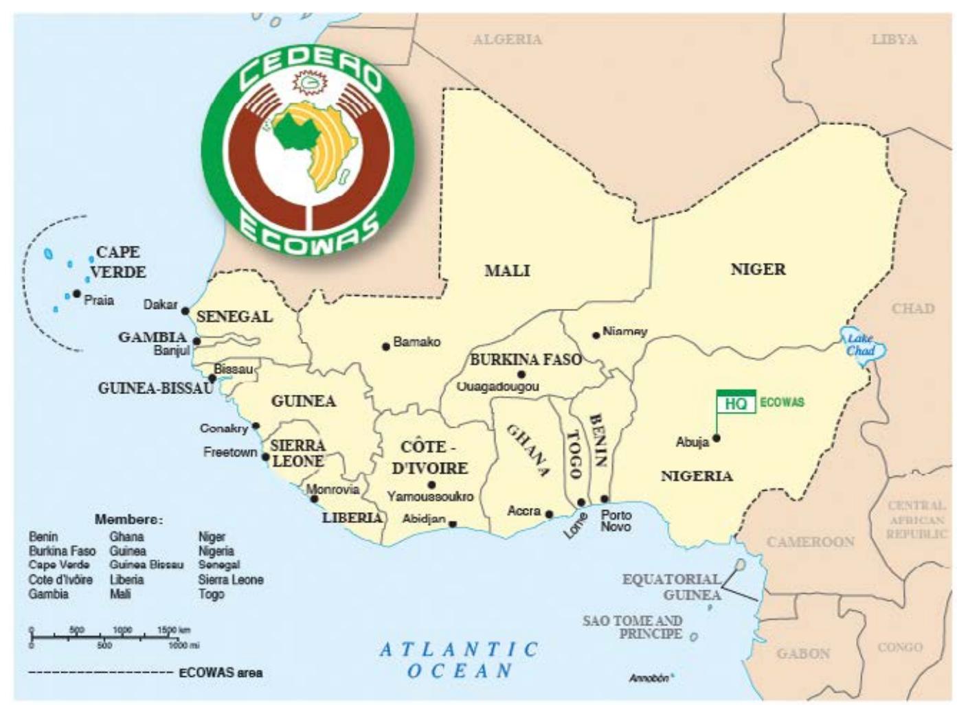 Map of state members of the ecowas. source: zif (2016)