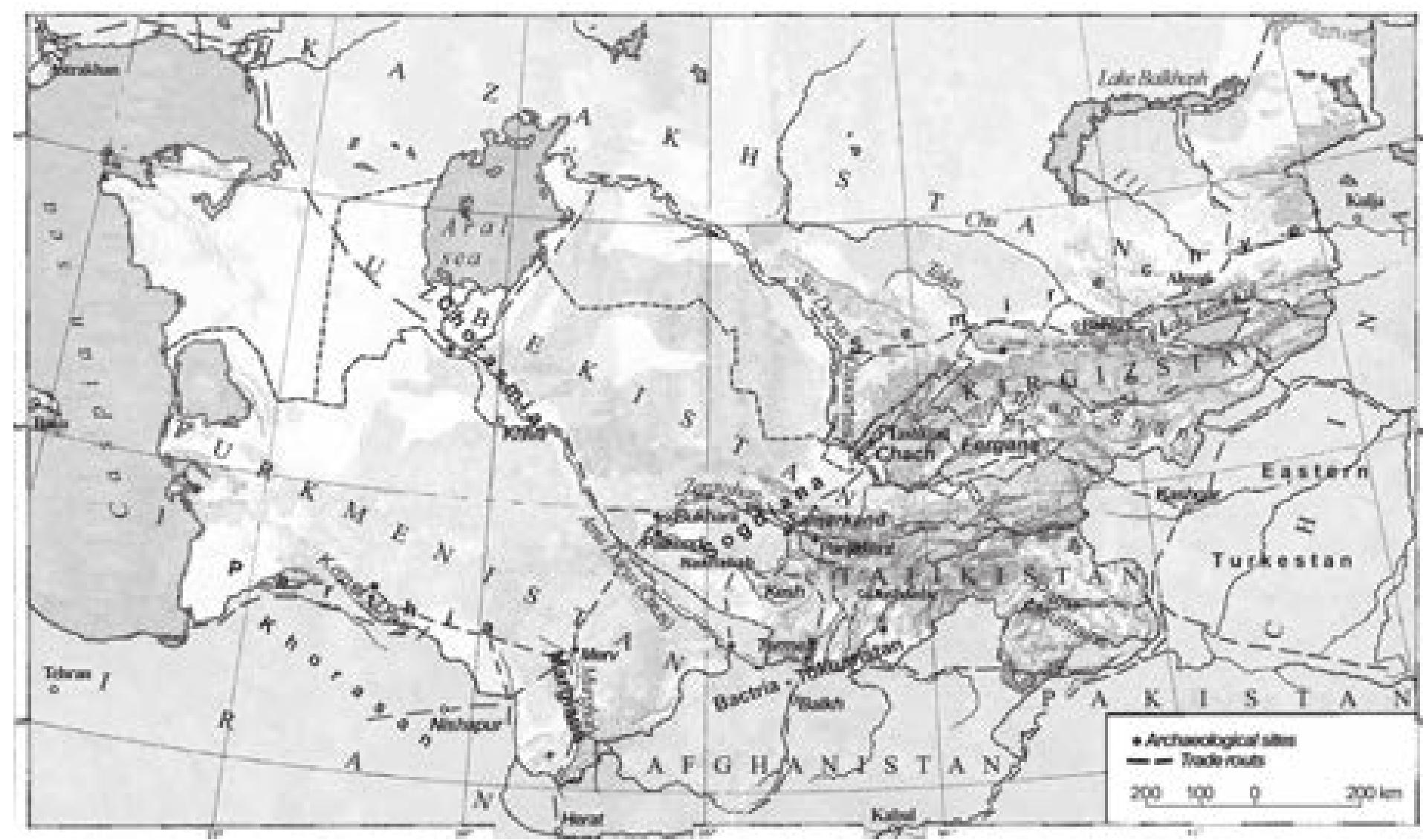 Map. historical regions of western central asia (drawing by
