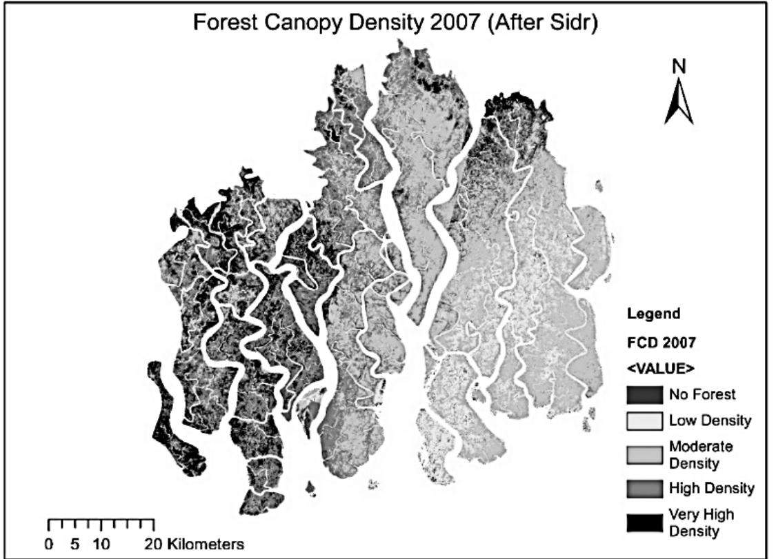 Fcd map of 2007 (after cyclone stdr) low-density vegetation