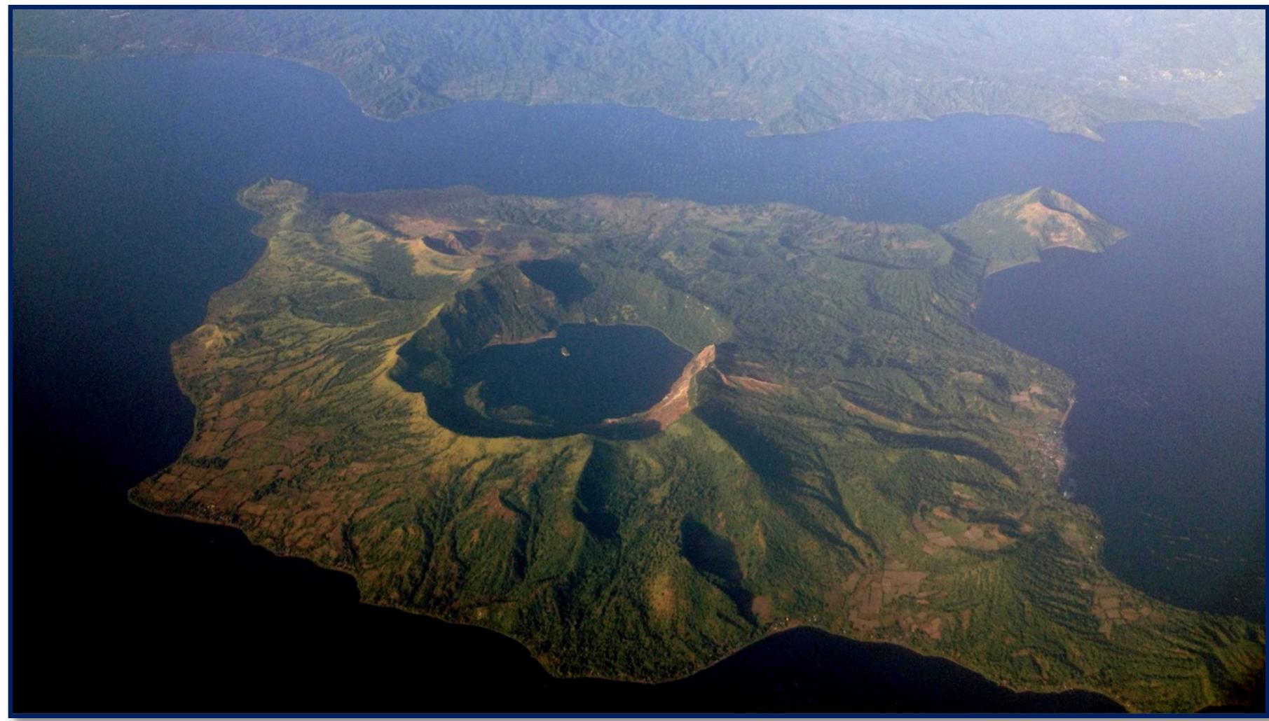 1. aerial photo of taal volcano, taken on a cebu pacific