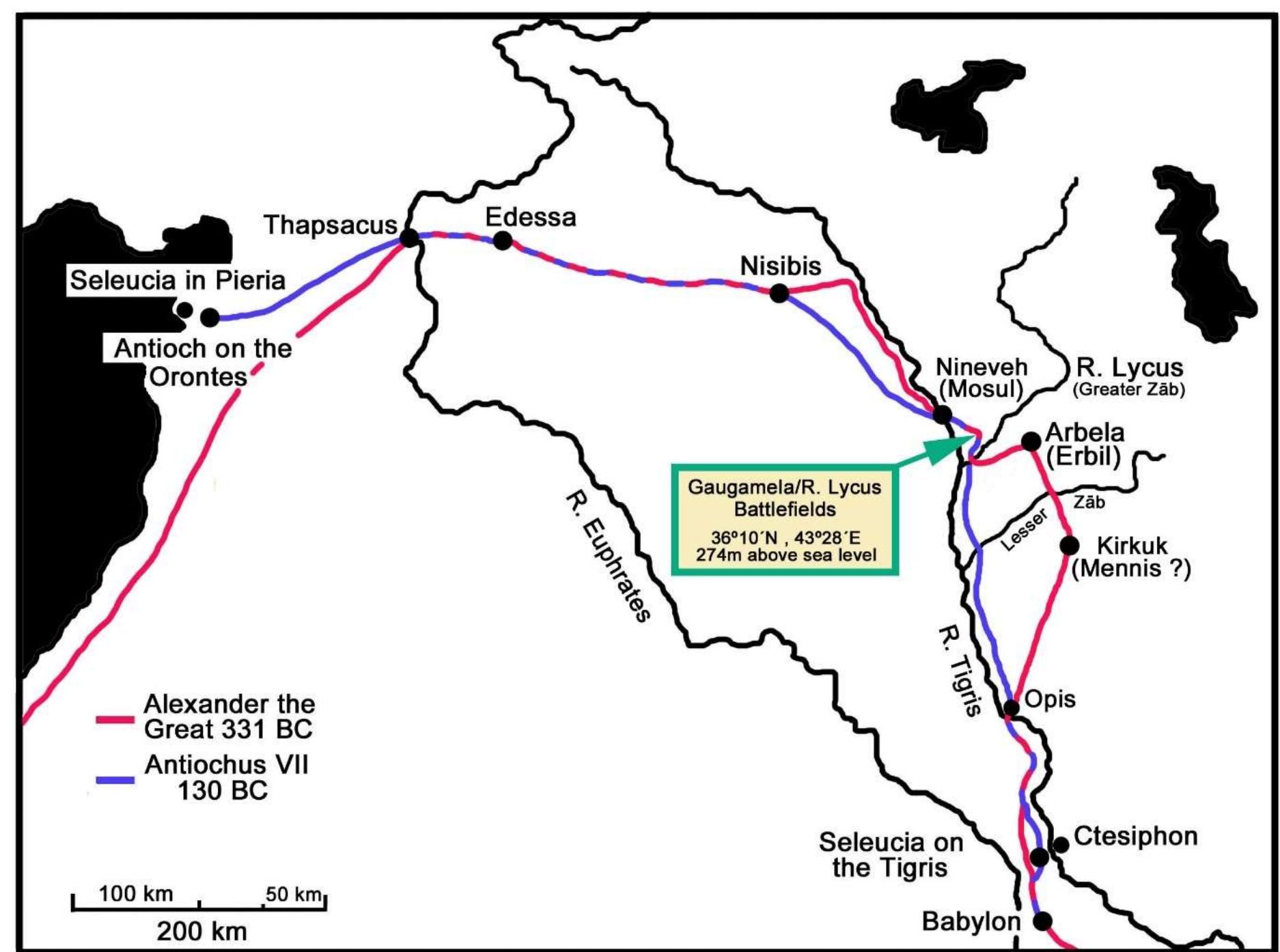 Map i: showing the traversed routes by alexander the great