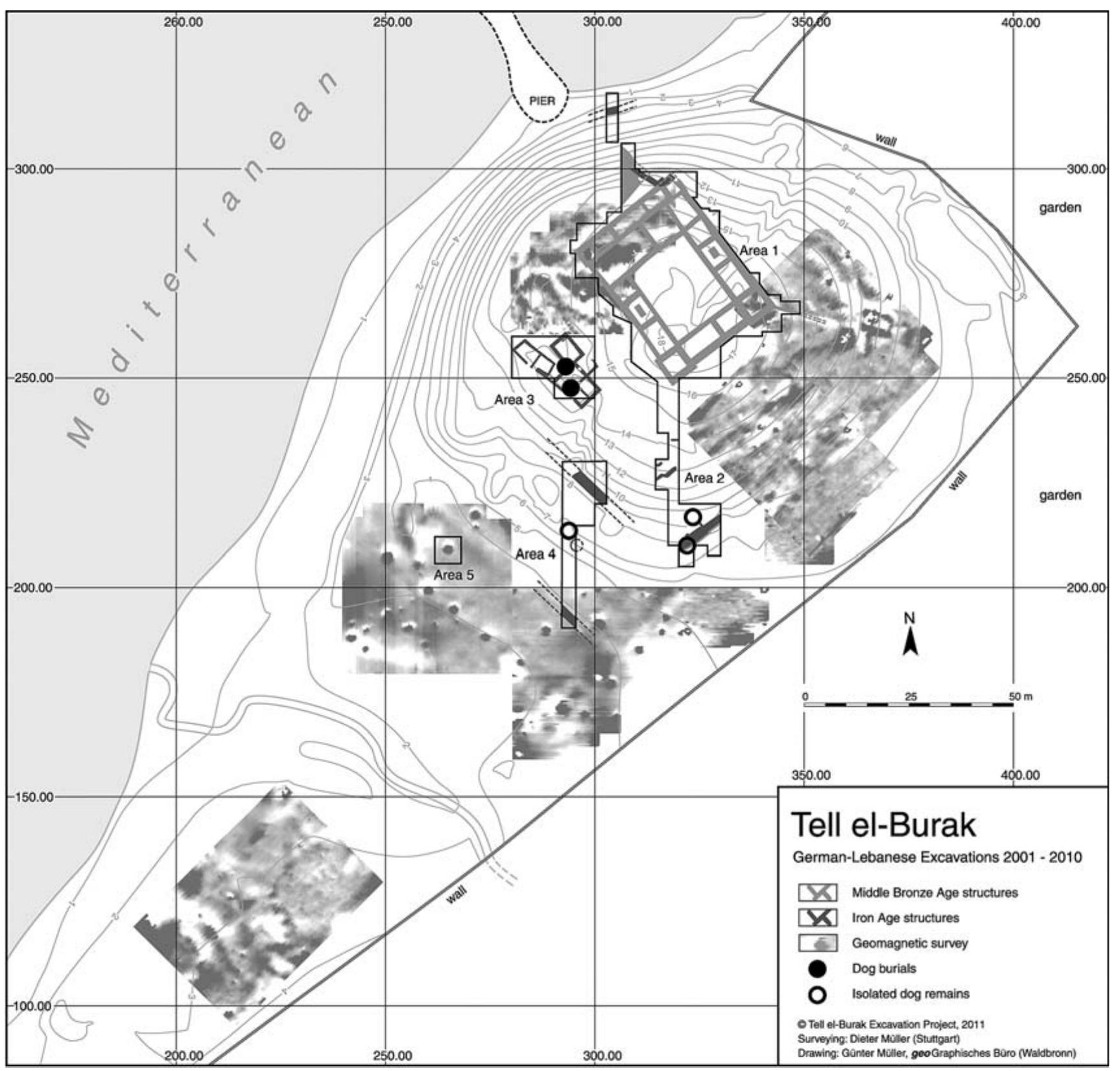 Topographic plan of tell el-burak showing exposed middle