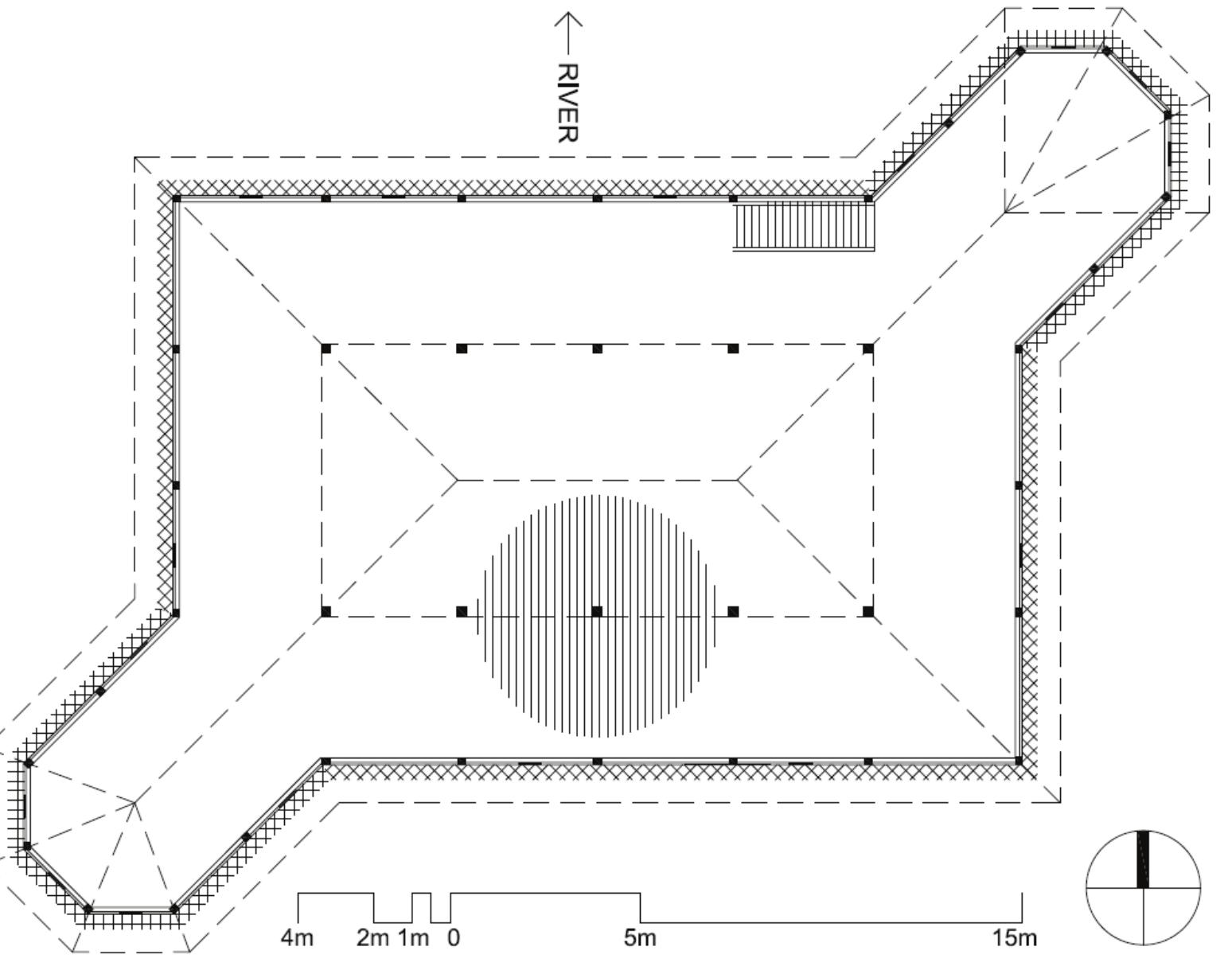 First floor plan of the bintulu type fort, shown without