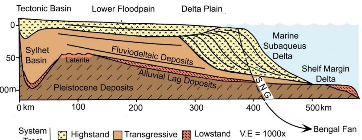 Schematic section showing sequence stratigraphy of the