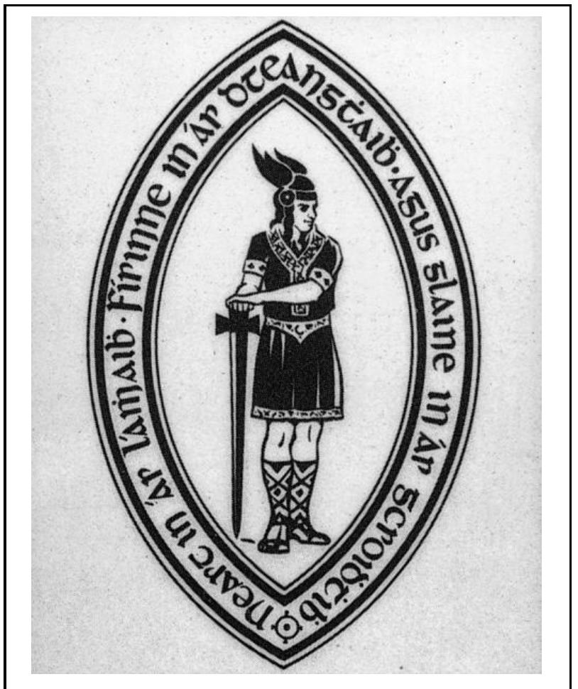 Frame 1. school crest and motto of st. endas, 1908. used by