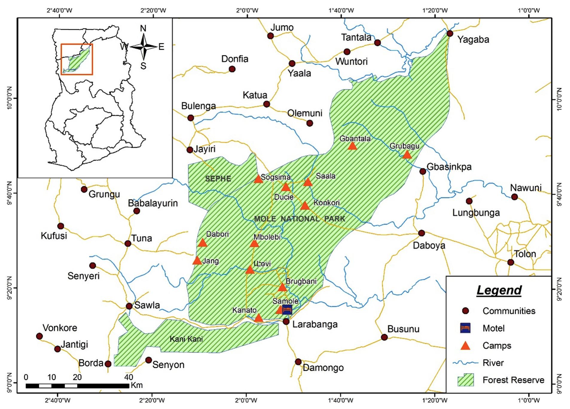 A map of mole national park.
