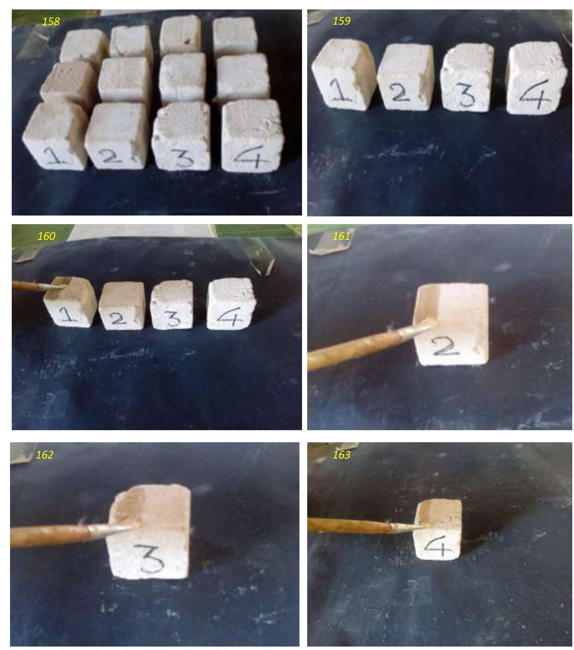 Photos (158 - 163) show plaster samples that used in