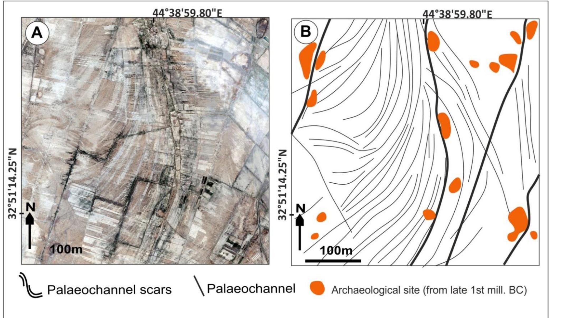 32: (a) quickbird image showing dalmaj course scars. (b)