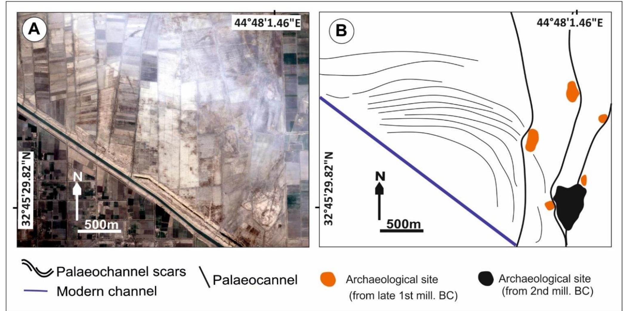 33: (a) quickbird image showing dalmaj course scars. (b)