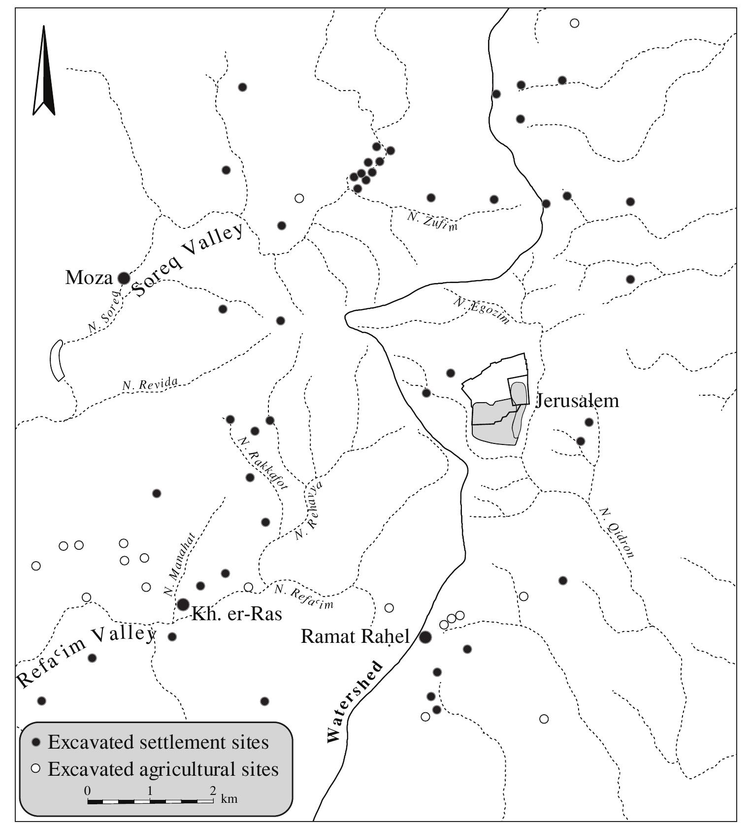 Map of jerusalem and its rural hinterland indicating the