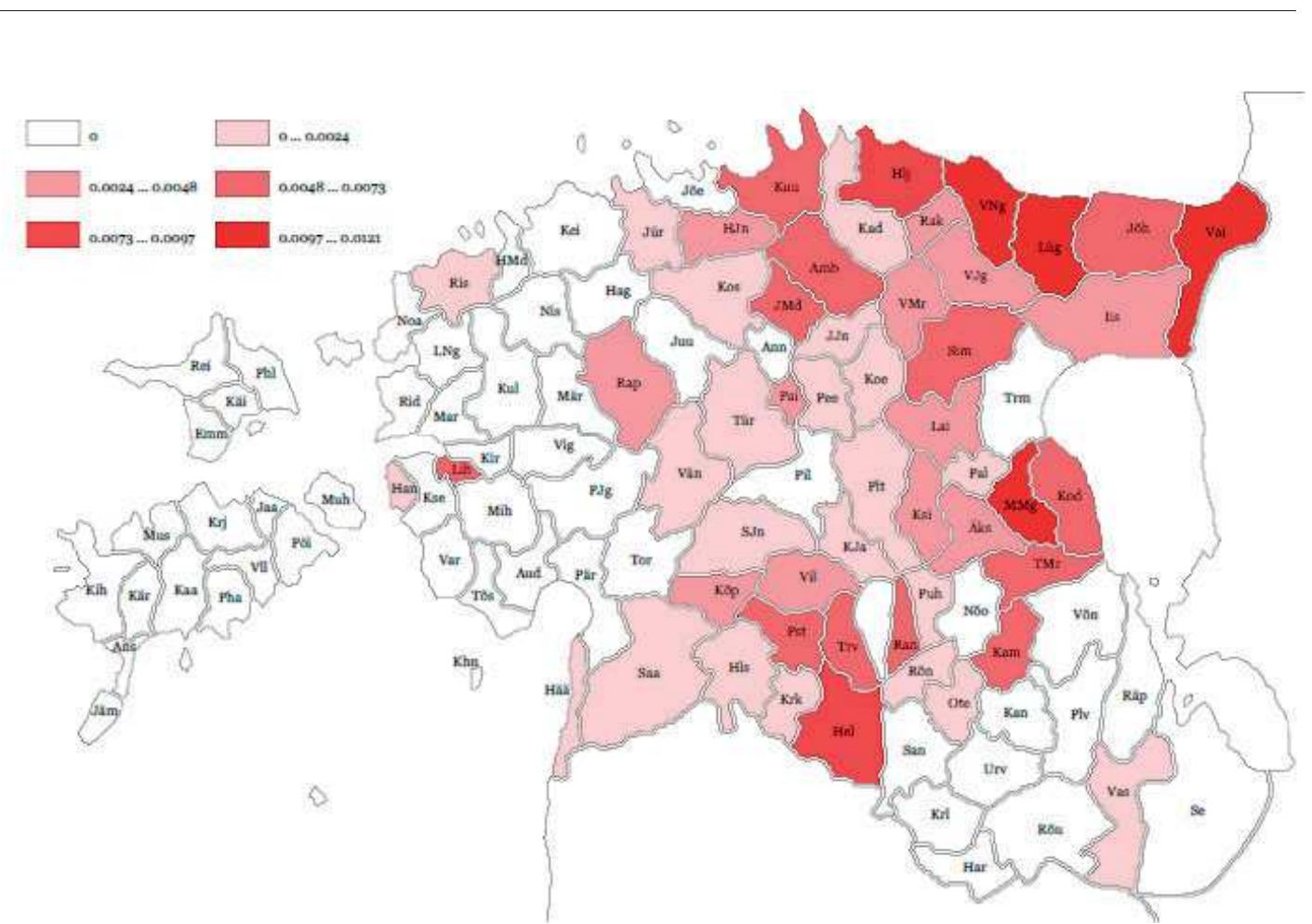 Map 4. spread of the unshortened form minuda ‘me’ (partitive