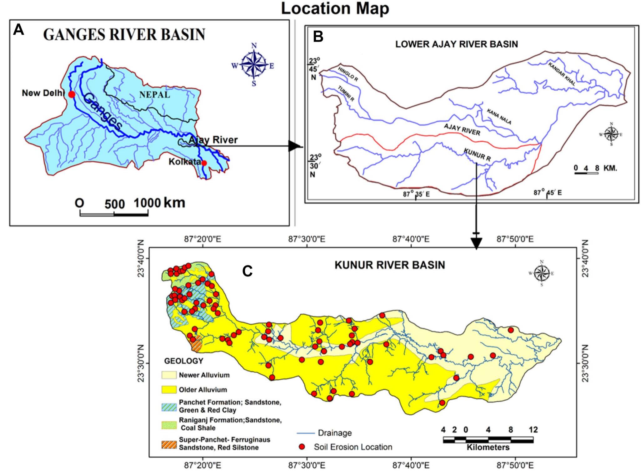 Location of the study area with soil erosion inventory map