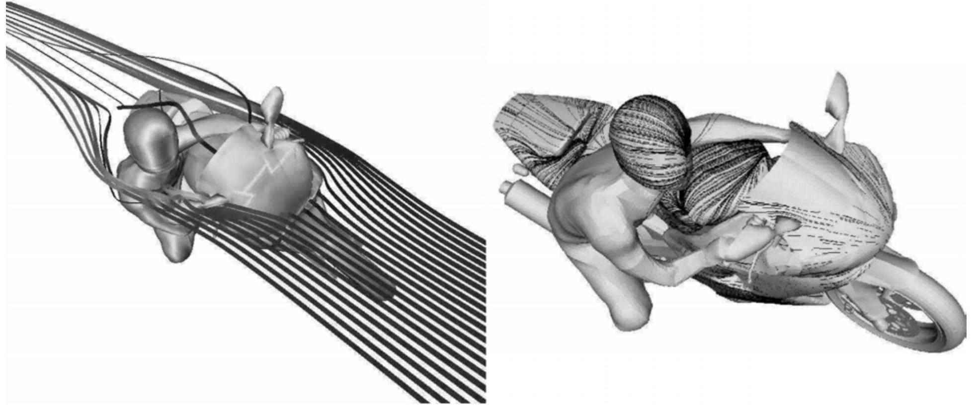 Two different types of cfd flow visualization. on the left