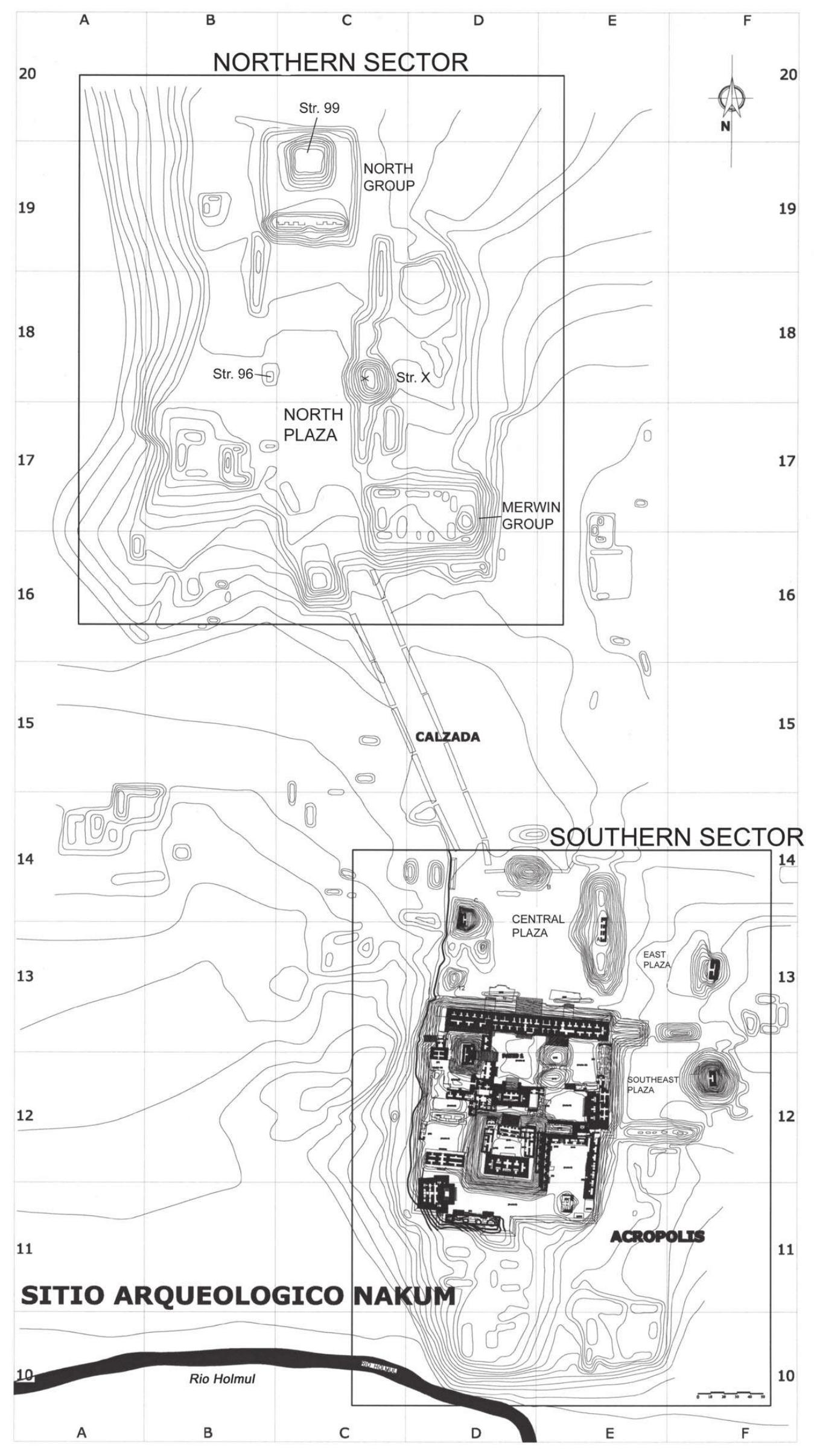 Map of nakum showing two major sectors of the site (map by