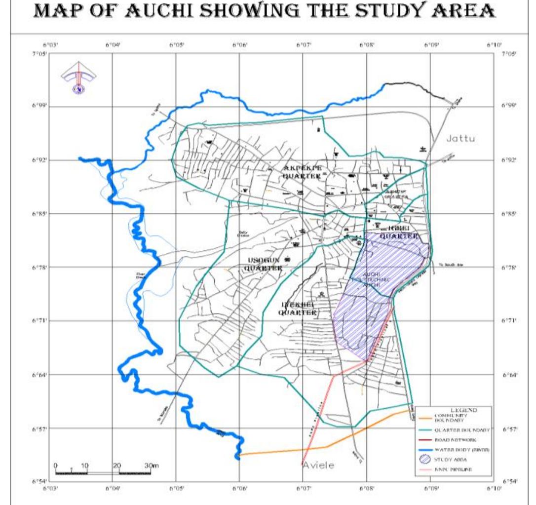 4. map of auchi showing the study area source: department of