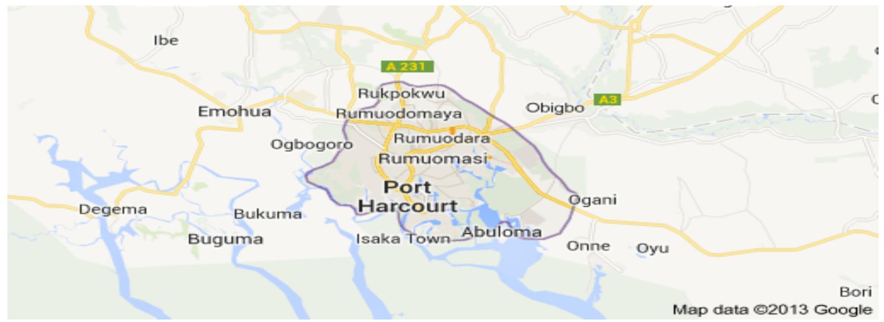 Map of port harcourt. source: google map.